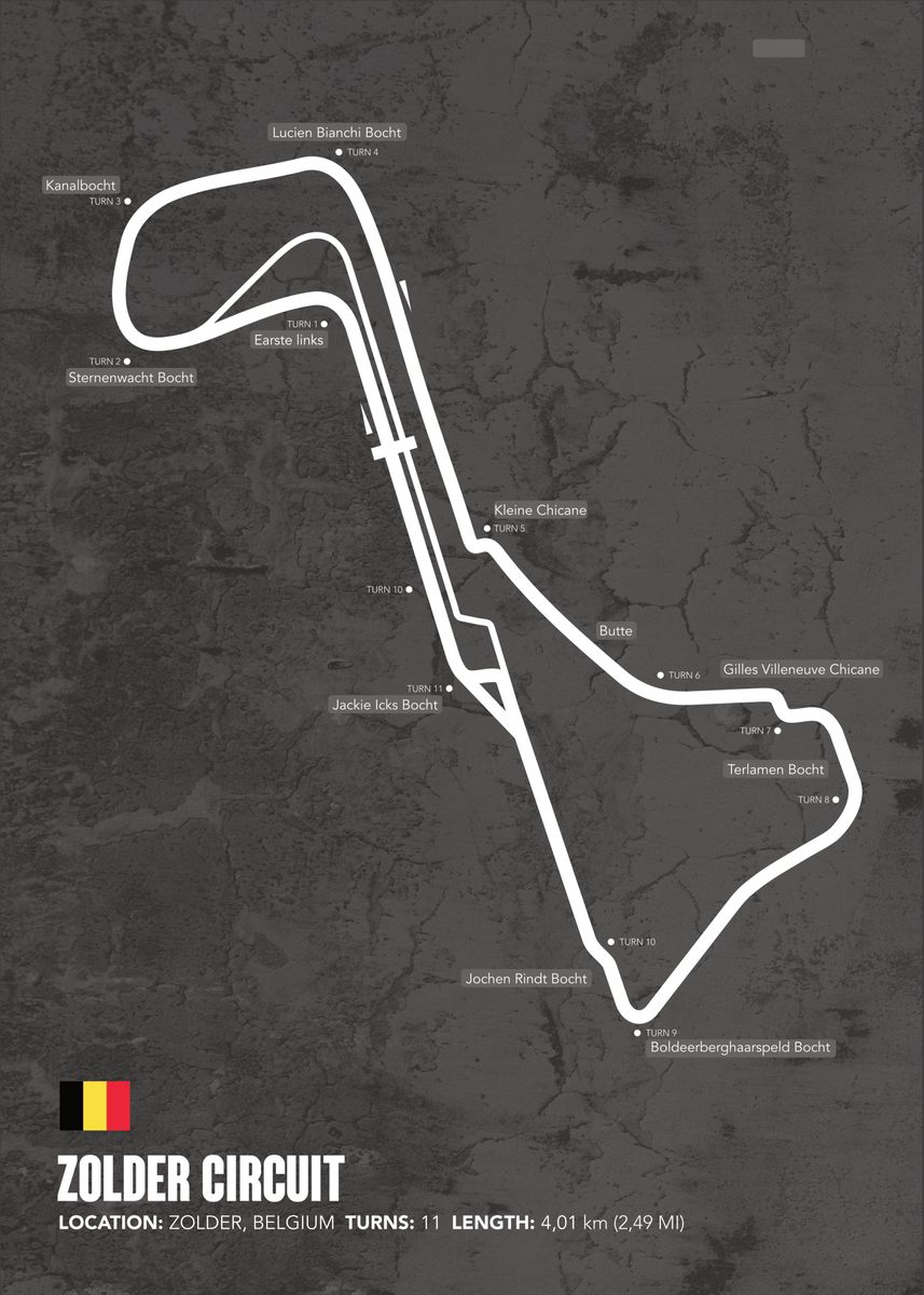 'Zolder Circuit ' Poster, picture, metal print, paint by Mapsters ...