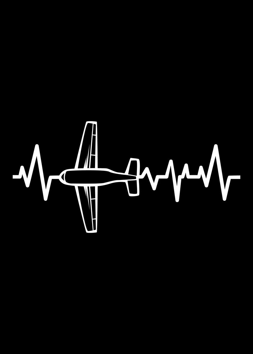'Airplane Pilot Heartbeat P' Poster, picture, metal print, paint by ...