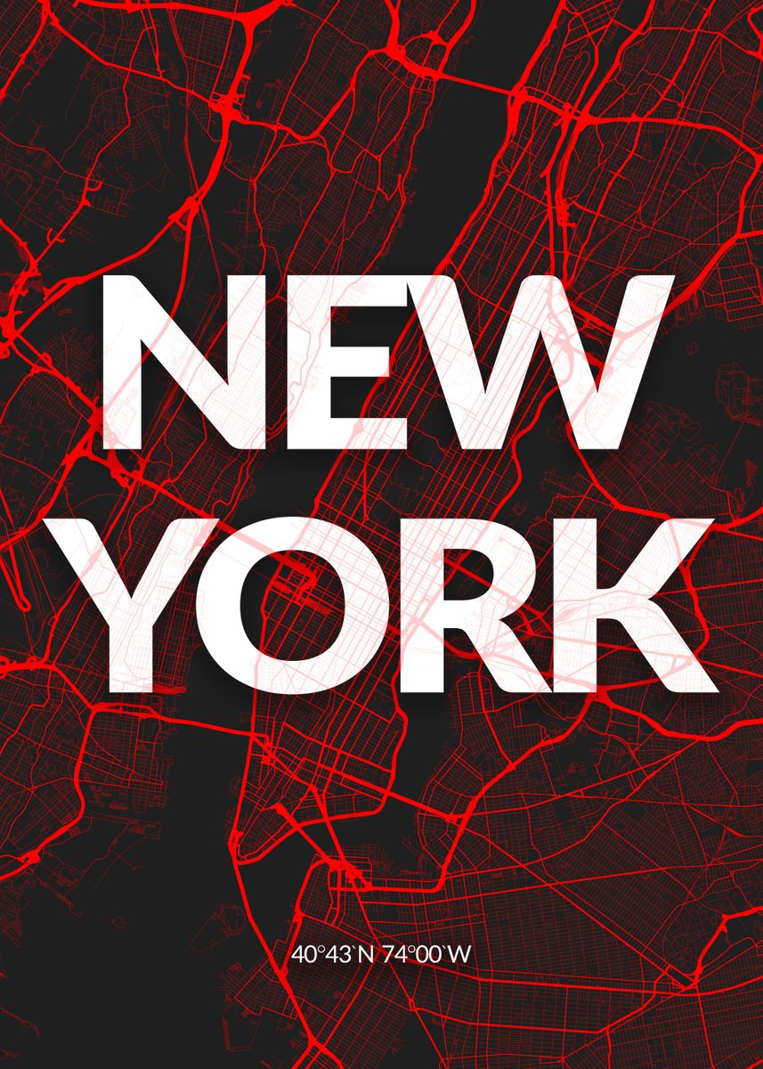 'Colorful New York Map' Poster by maystudio | Displate