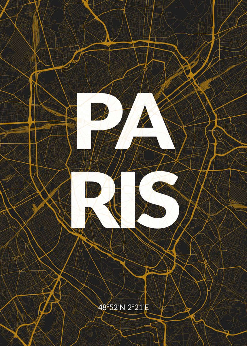 'Colorful Paris Map' Poster by maystudio | Displate