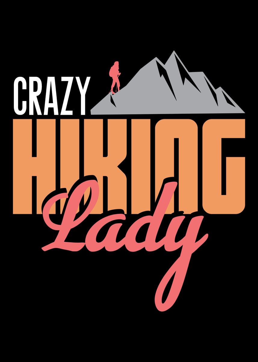 'hiking funny sloth camp' Poster, picture, metal print, paint by ...