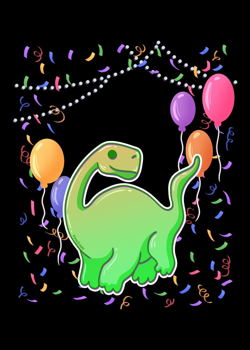 'Party Diplodocus dinosaur ' Poster, picture, metal print, paint by ...