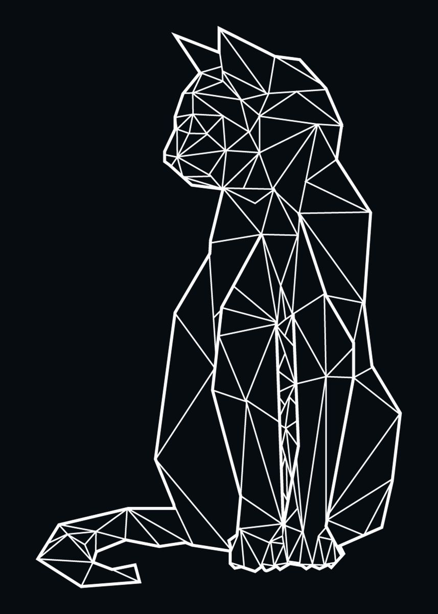 'Geometric Polygon Cat ' Poster, picture, metal print, paint by Max ...