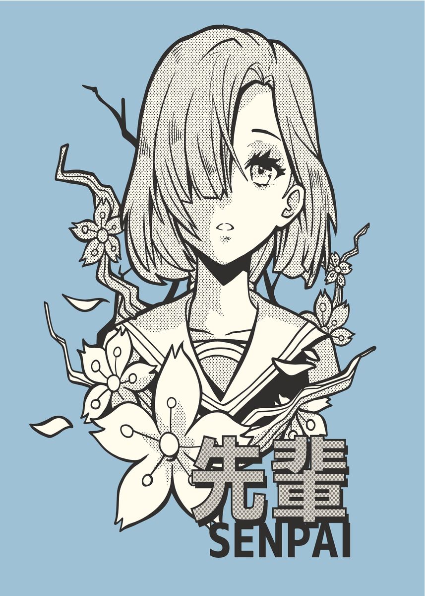 'ANIME GIRL SENPAI' Poster, picture, metal print, paint by Tim Hinz ...