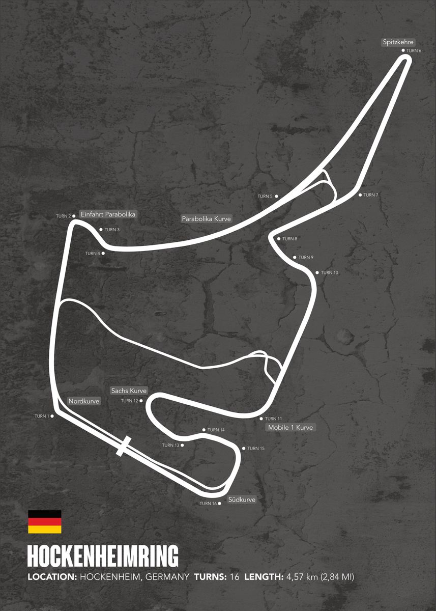 'Hockenheimring ' Poster, picture, metal print, paint by Mapsters ...