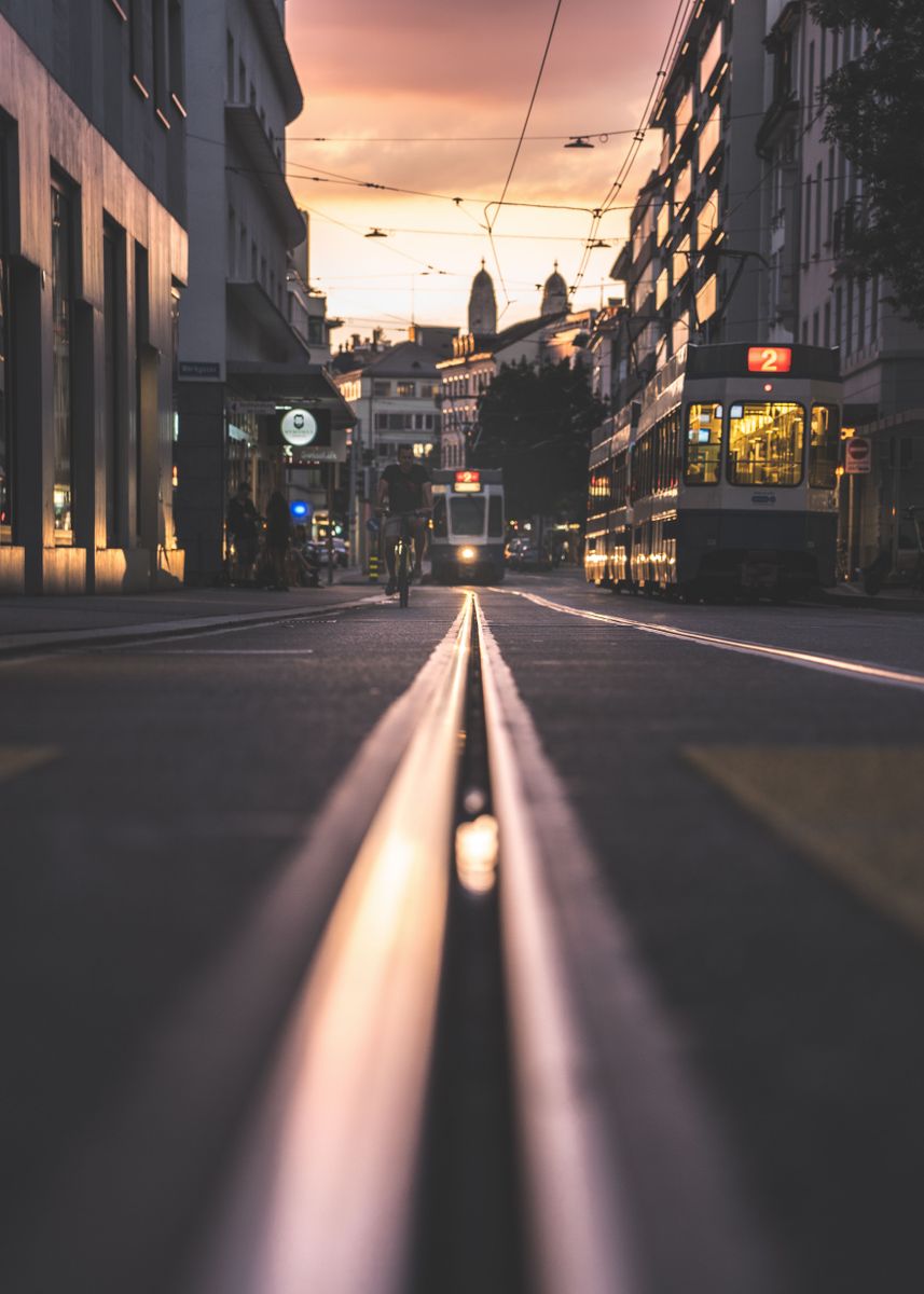 'Urban Tram Photograph' Poster by FabCreates | Displate
