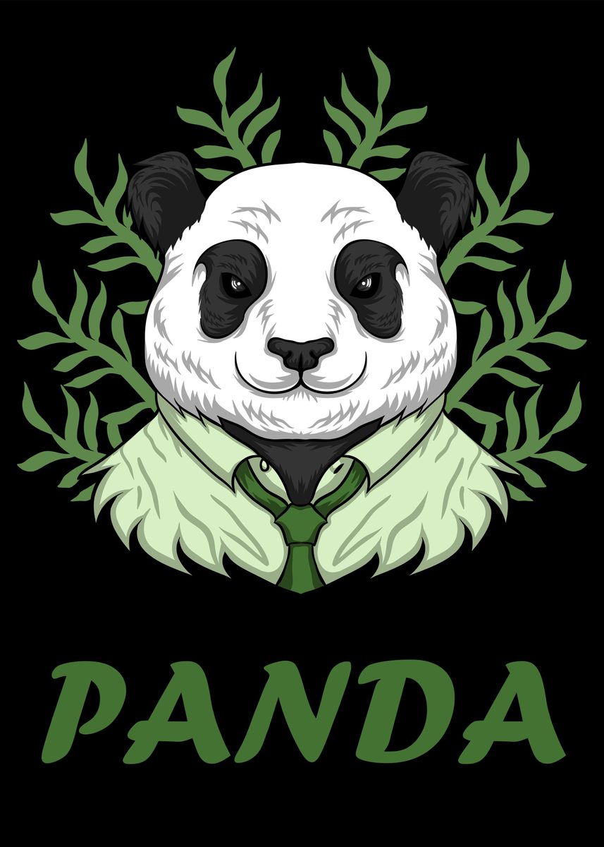 'Mr Panda Bear with leaves' Poster, picture, metal print, paint by Max ...
