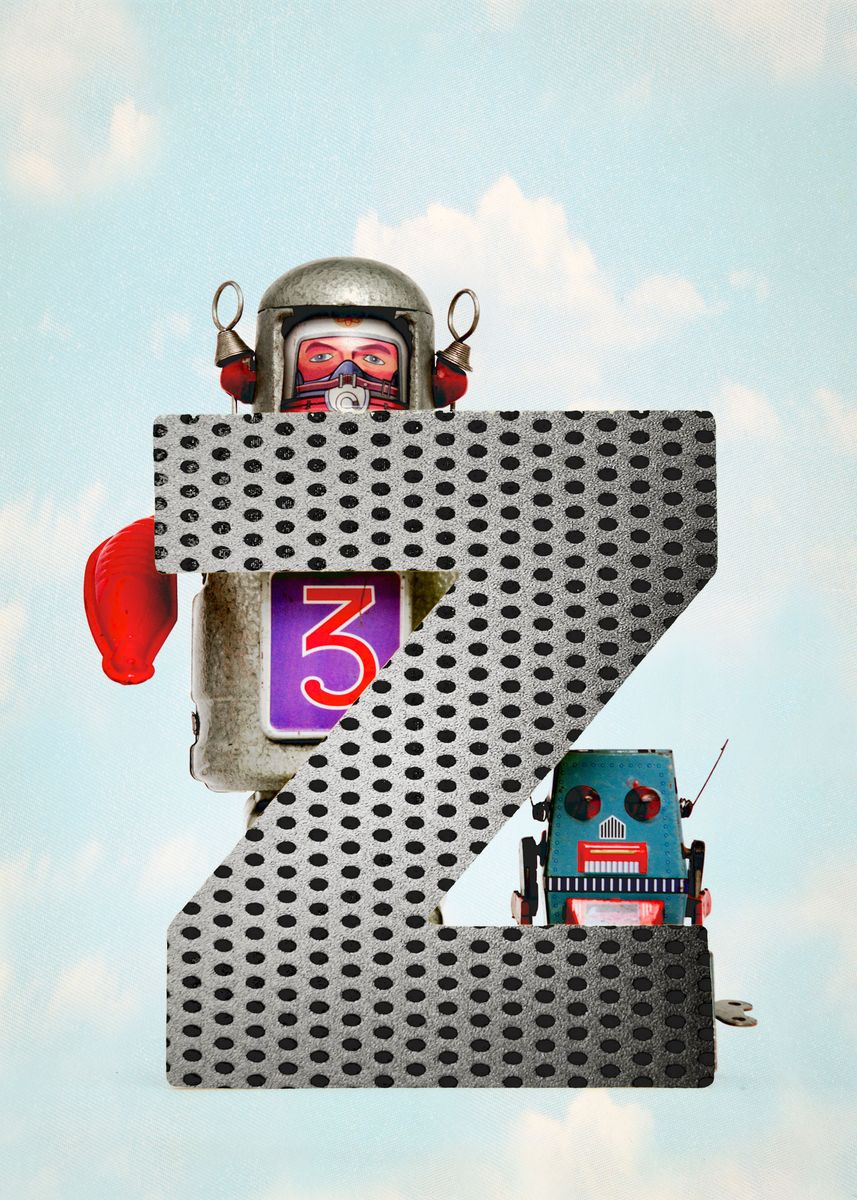 'Big letter Z robot ' Poster, picture, metal print, paint by Charles ...