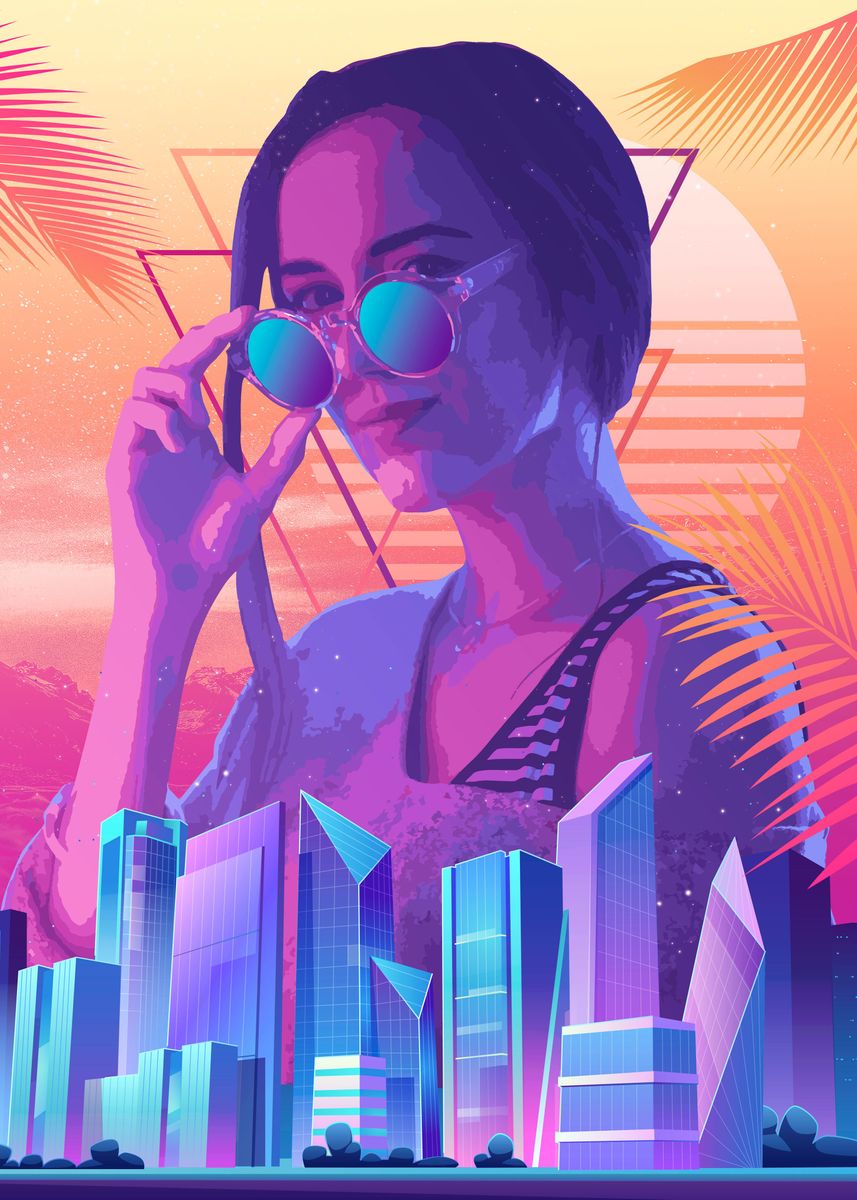 'Sunset city' Poster, picture, metal print, paint by DesignLover | Displate