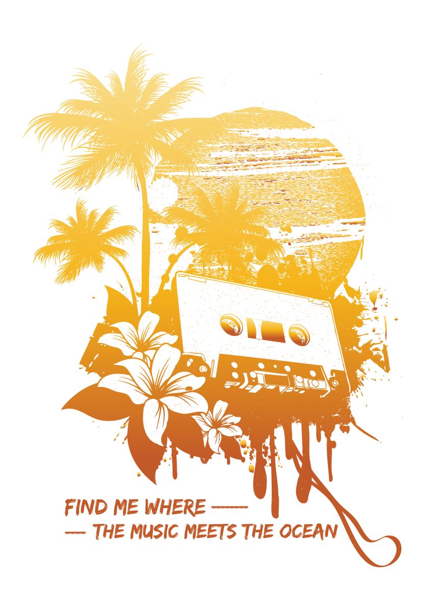 'Music Sun Palm Trees Beach' Poster by Gianpietro Melotti | Displate