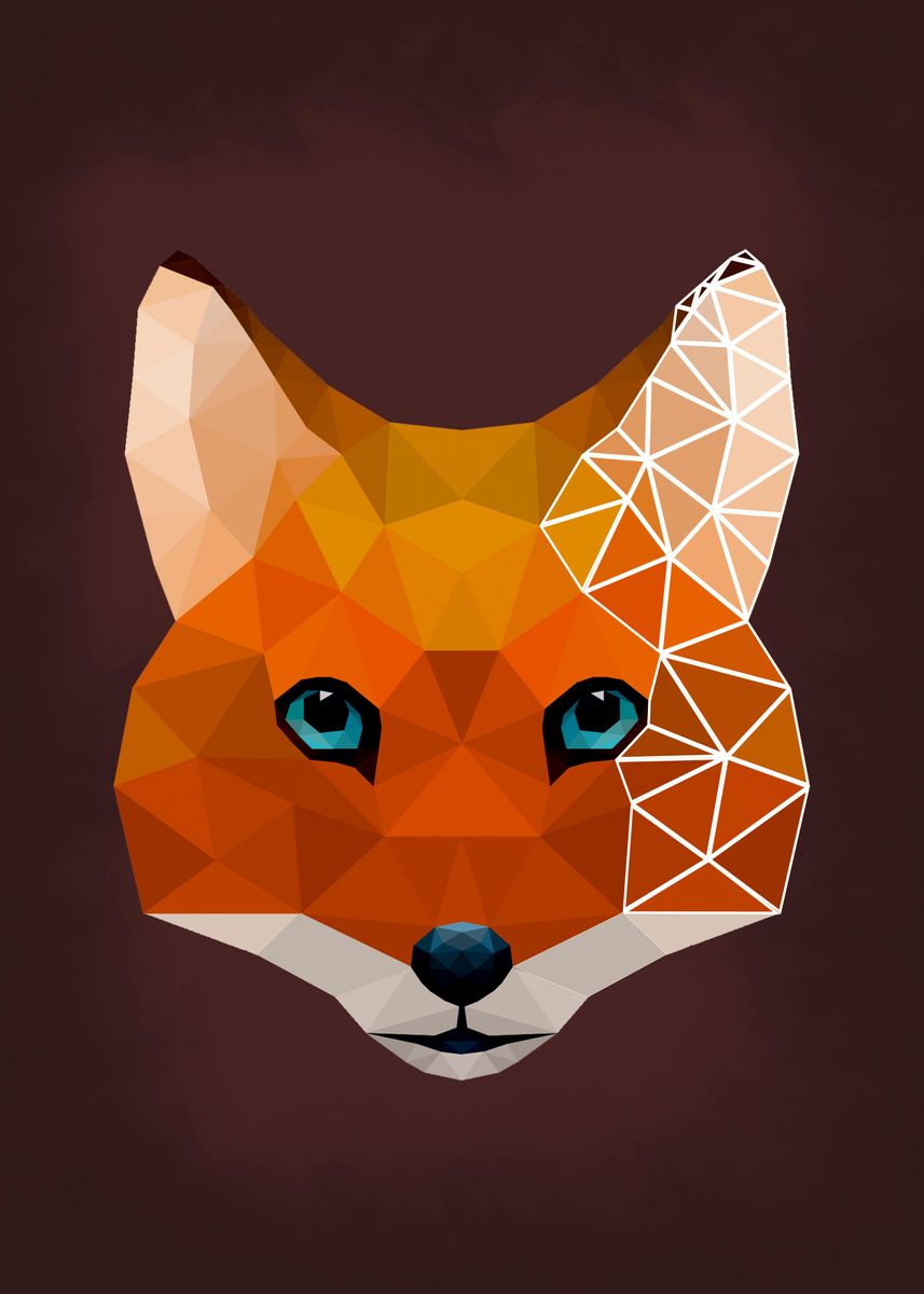 'Fox Geometric Line Art' Poster, picture, metal print, paint by Miracle ...