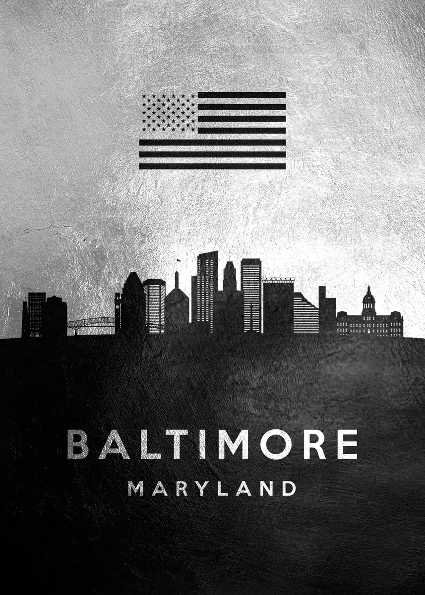'Baltimore Maryland Skyline' Poster, picture, metal print, paint by ...