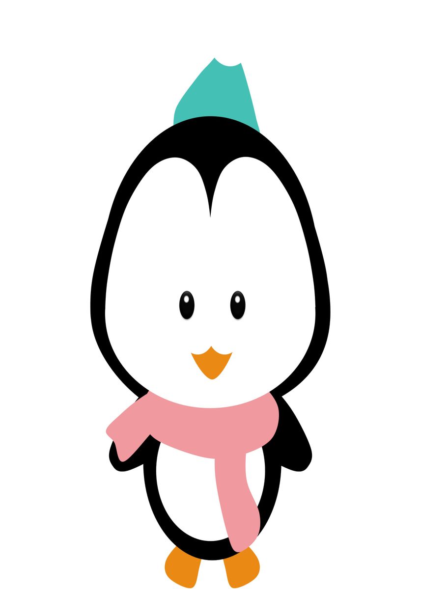 'cartoon pengin pink' Poster, picture, metal print, paint by DheYa Art ...