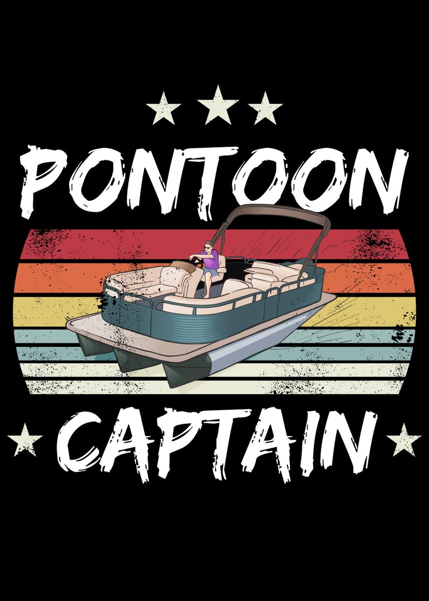 'Pontoon Captain Boating' Poster, picture, metal print, paint by Phil ...