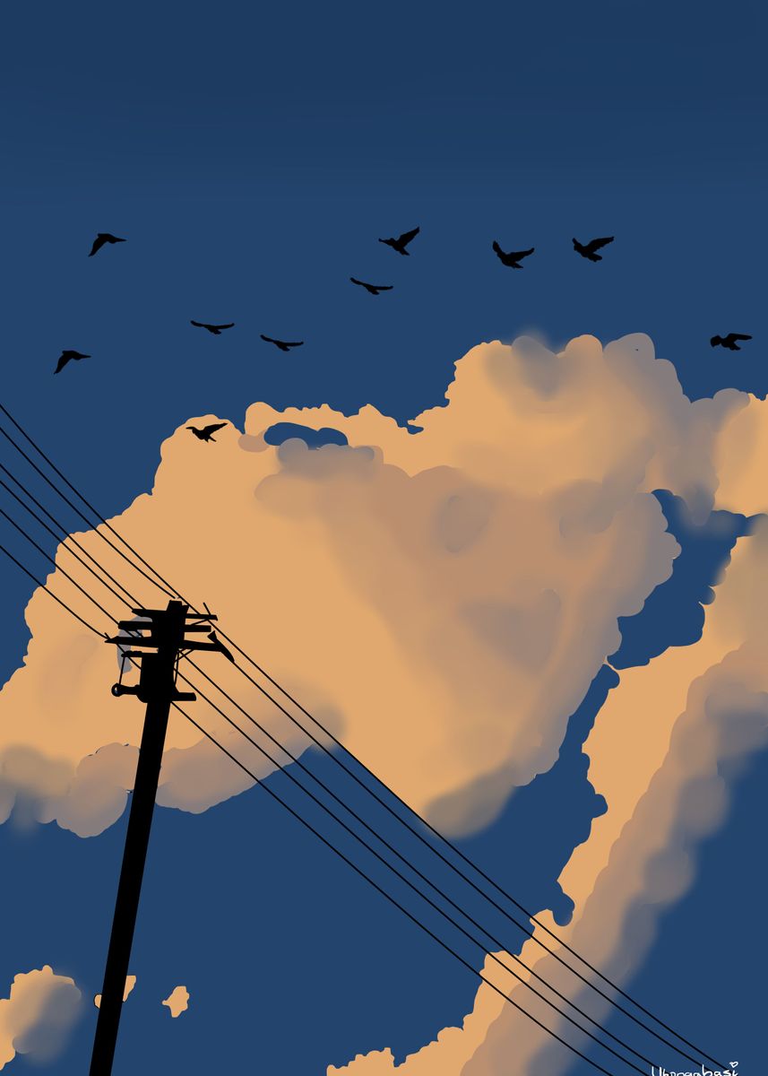 'CLOUDS' Poster, picture, metal print, paint by Yhubee | Displate