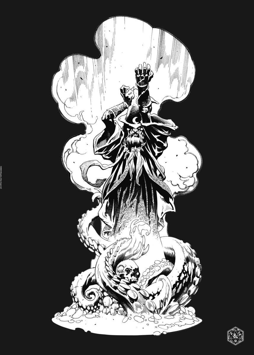 'Black N White Warlock' Poster, picture, metal print, paint by Dungeons ...