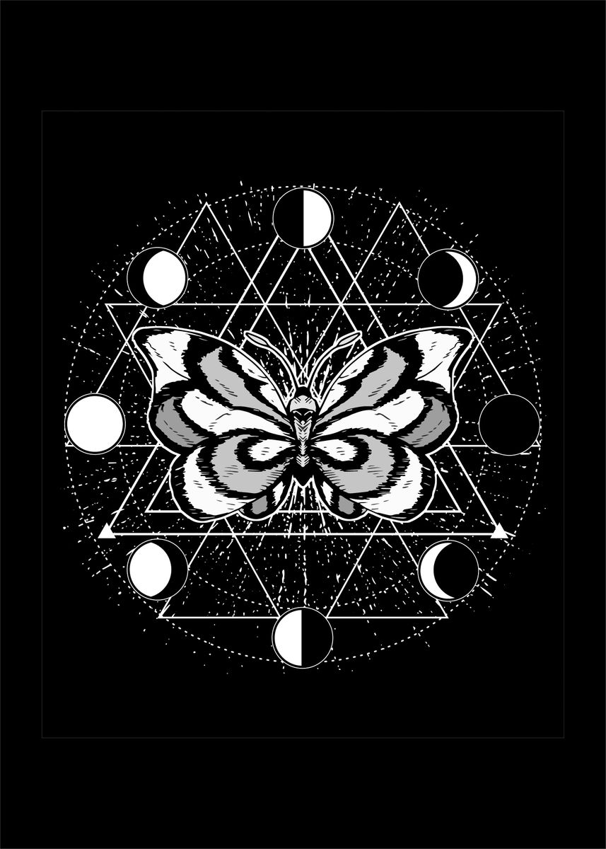 'Occult Moon Phase Moth' Poster by Poster Parlor | Displate