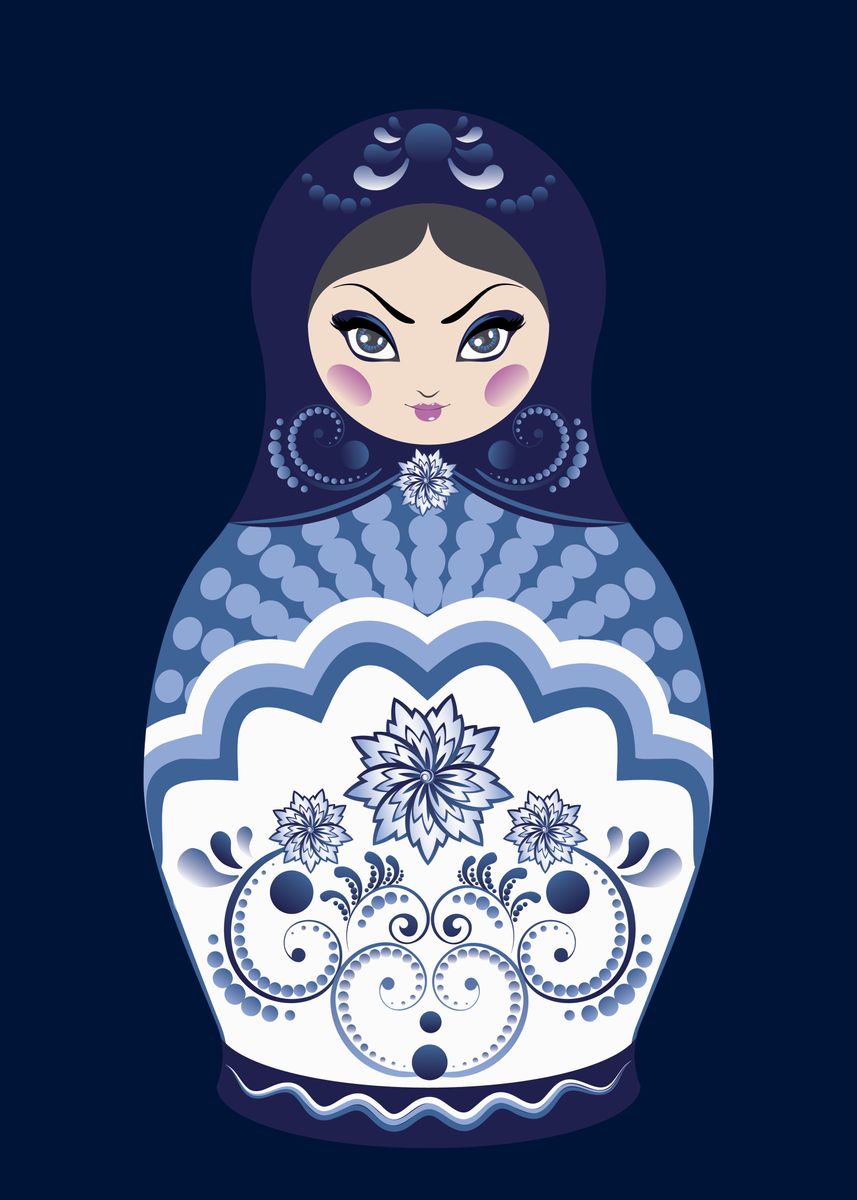 'Blue Matryoshka Doll' Poster, picture, metal print, paint by ...