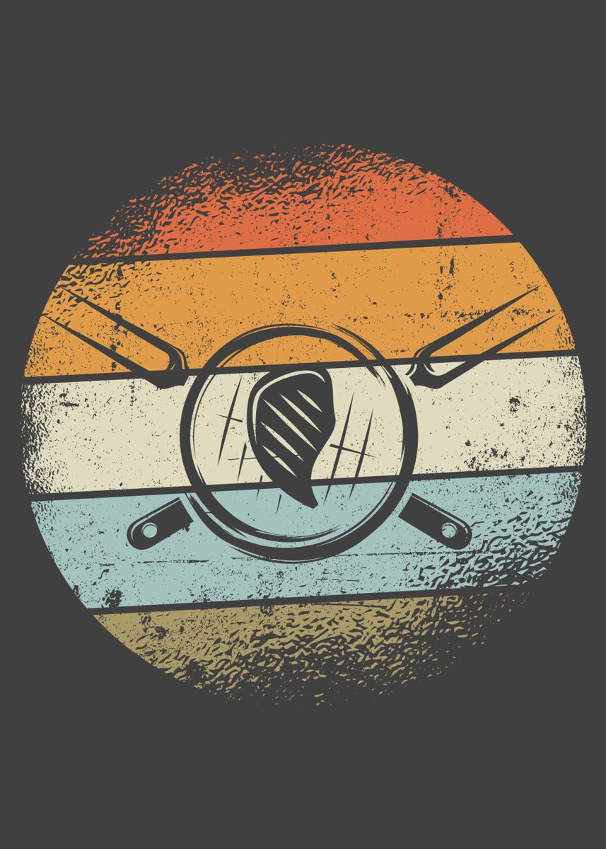 'BBQ Motif Retro Look' Poster, picture, metal print, paint by schmugo ...