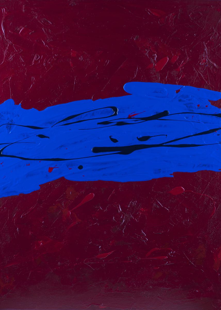 'Blue on Red' Poster by Rockett Graphics | Displate