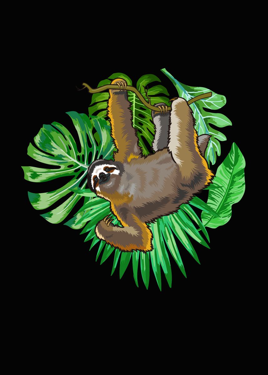 'Cute Sloth' Poster, picture, metal print, paint by Minh Nguyen | Displate