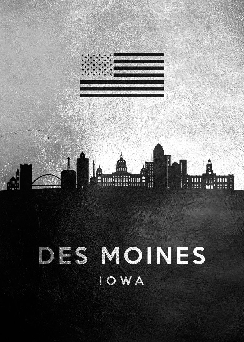 'Des Moines Iowa Skyline' Poster, picture, metal print, paint by ...