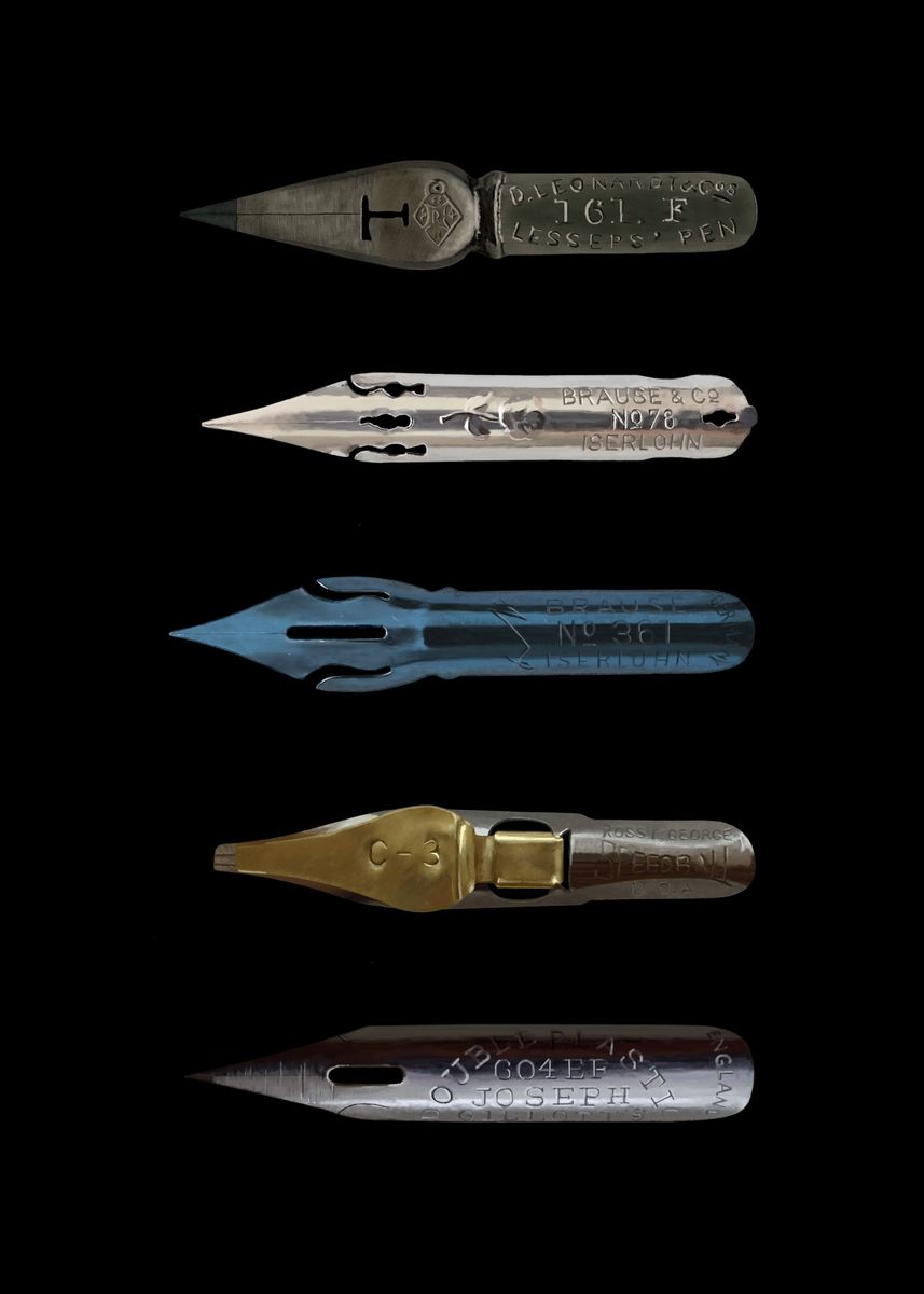 'Dip Pen Nibs' Poster by Mieke Vleeracker | Displate