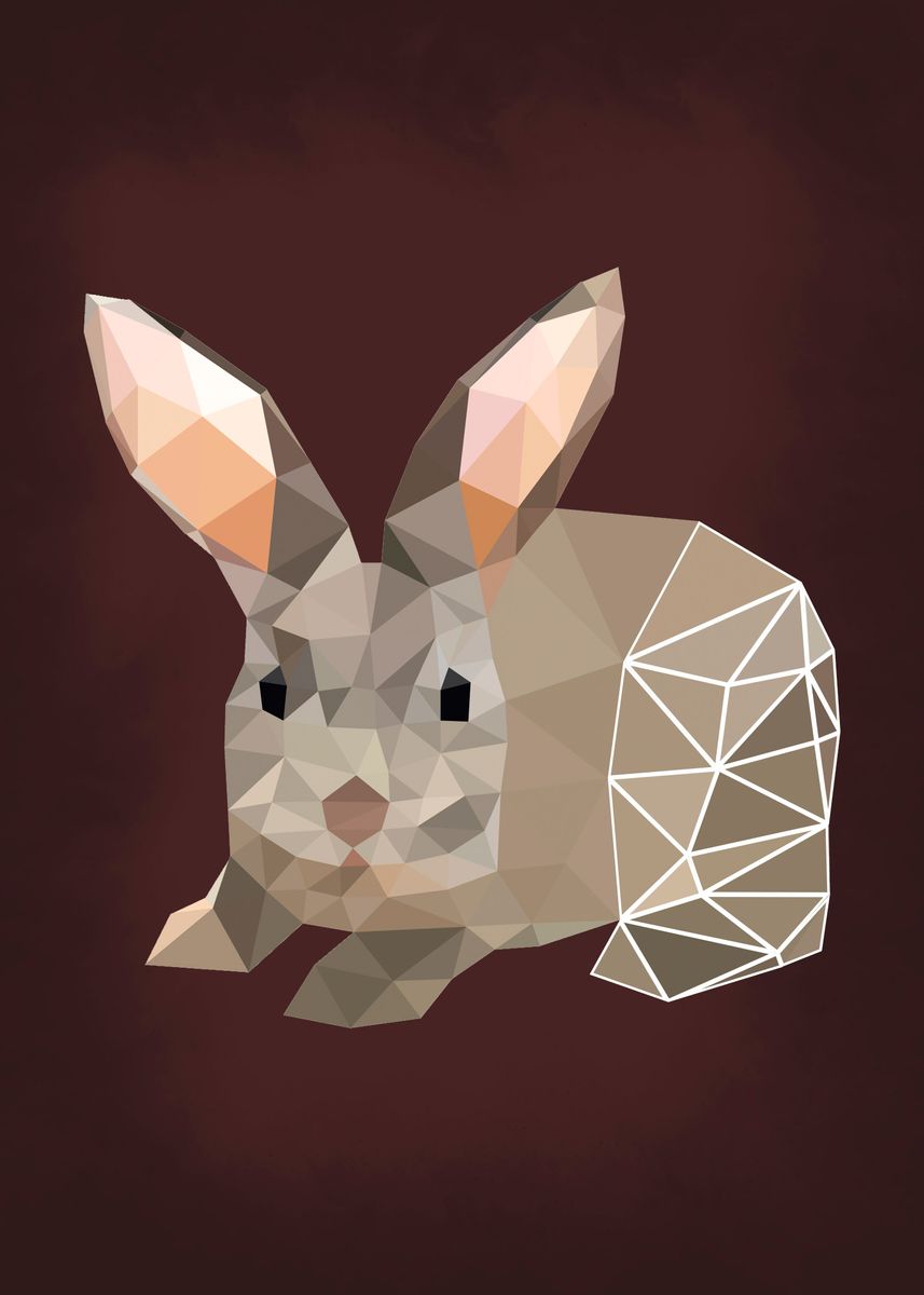 'Rabit Geometric Lineart' Poster, picture, metal print, paint by ...