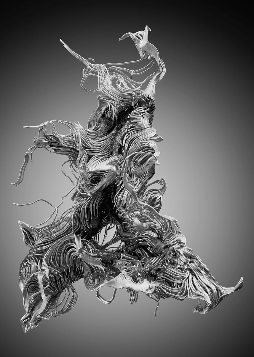 'Chaotic Lines Art 25 BW' Poster, picture, metal print, paint by ...