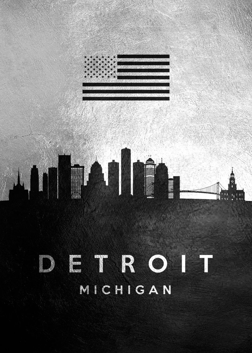 'Detroit Michigan Skyline' Poster, picture, metal print, paint by ...