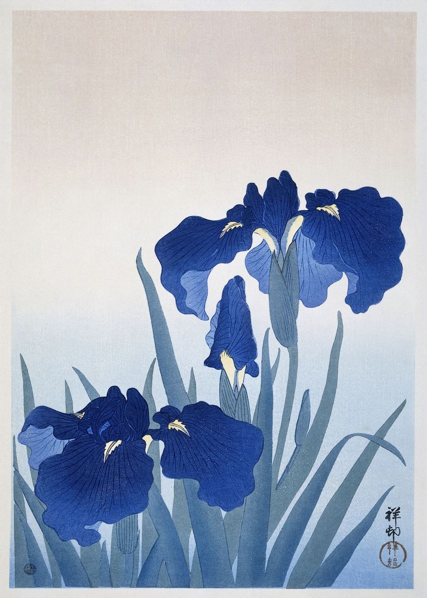 'Japanese blue flowers' Poster by stikeo | Displate