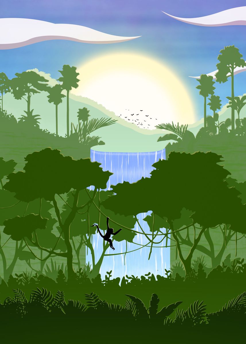 'Jungle Landscape' Poster, picture, metal print, paint by Groltard ...