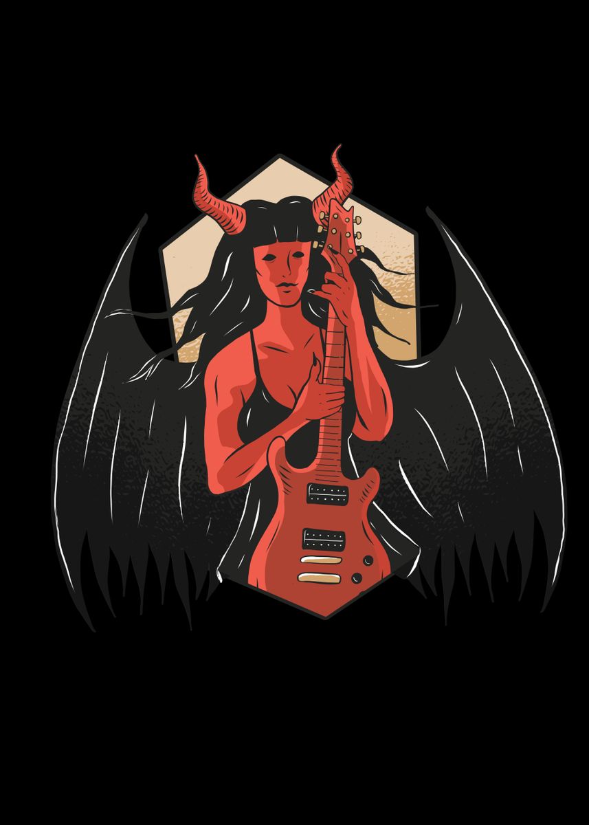 'Demon Metal Guitarist' Poster, picture, metal print, paint by ...