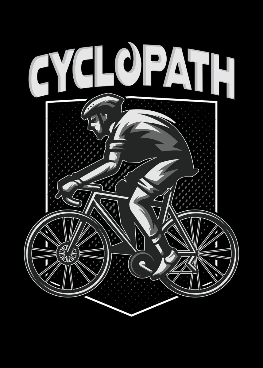 'Cyclopath Funny Bike Bike' Poster, picture, metal print, paint by Foxxy Merch | Displate