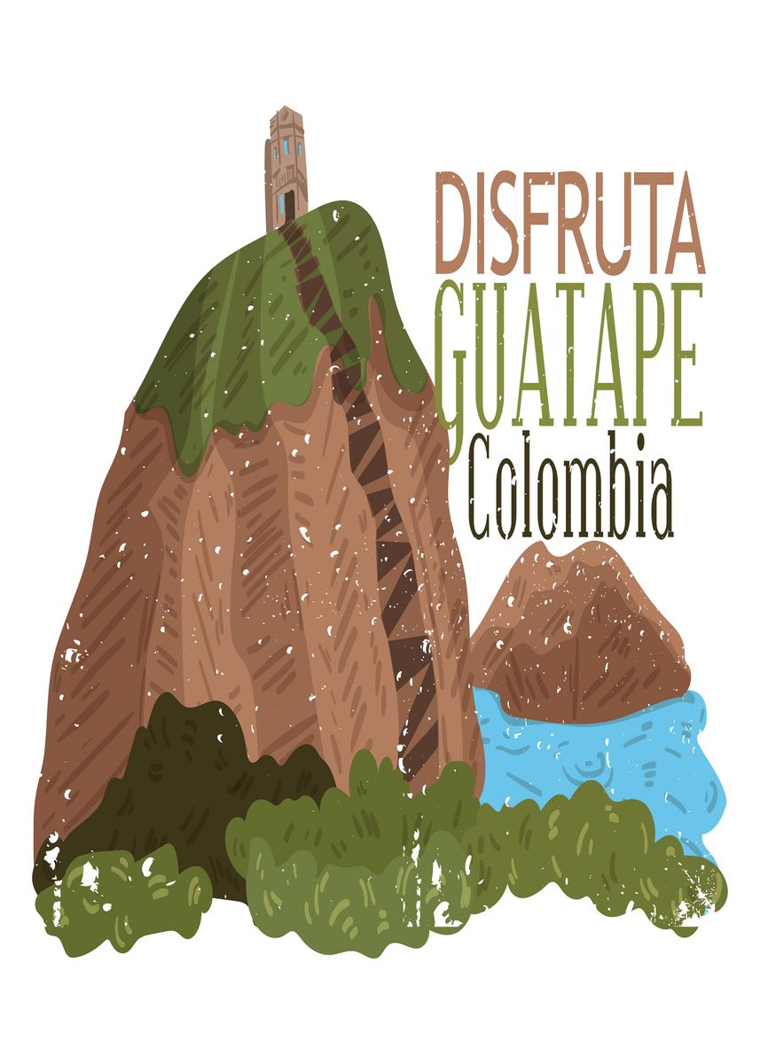 'GUATAPE COLOMBIA WALL ART' Poster, picture, metal print, paint by Tim ...