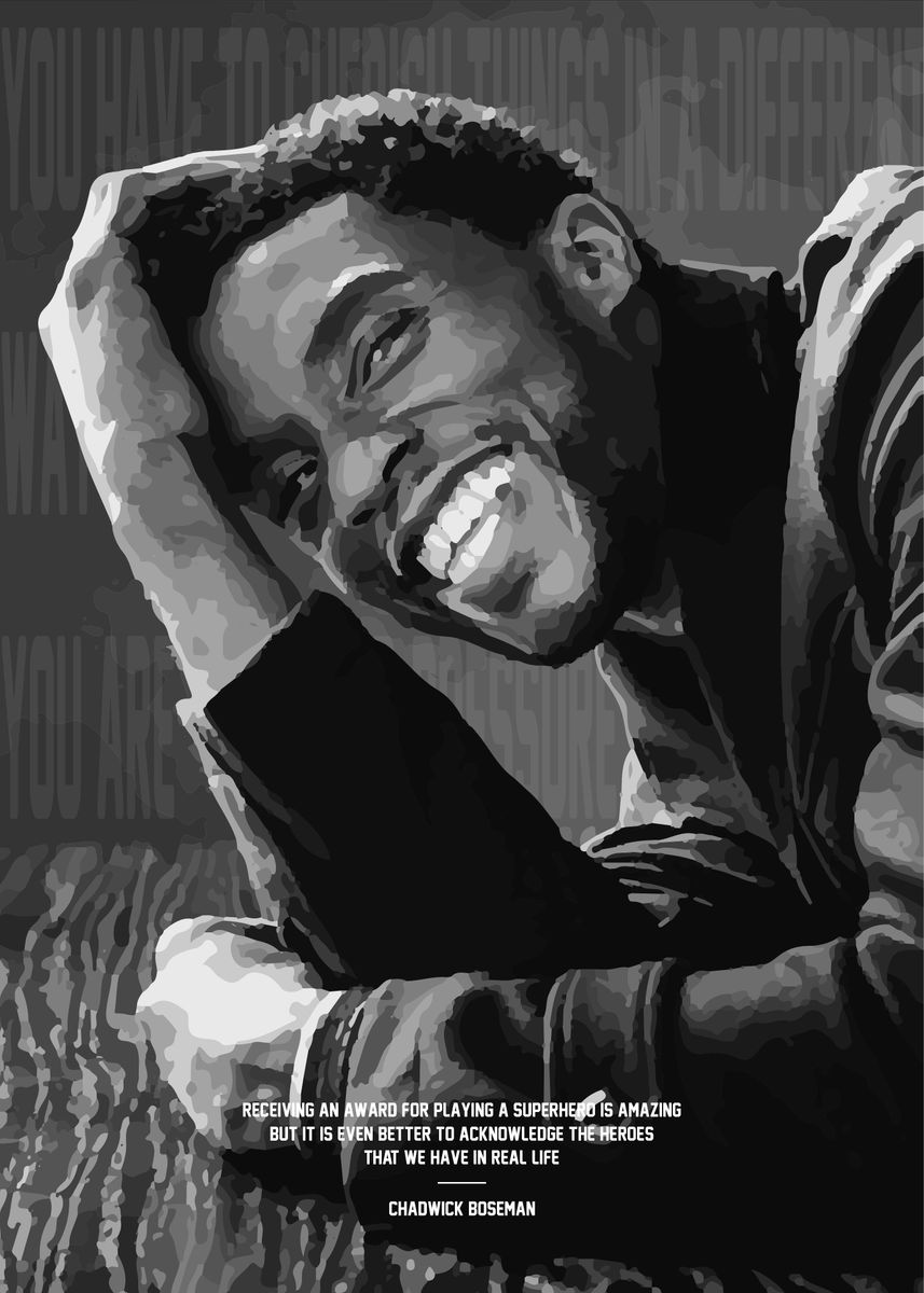 'Chadwick Boseman' Poster, picture, metal print, paint by Daan Kroonen ...