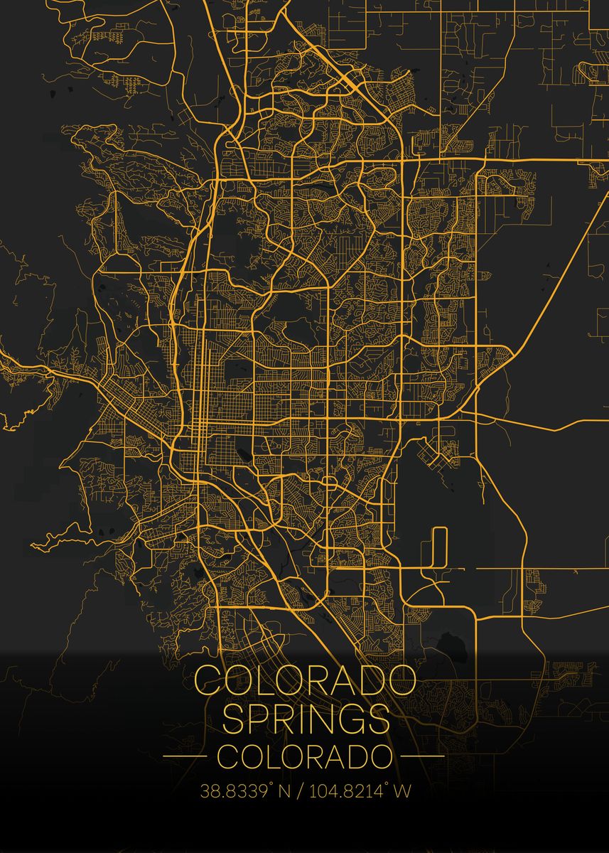 'Colorado Springs Citymap' Poster by Mr Maker | Displate