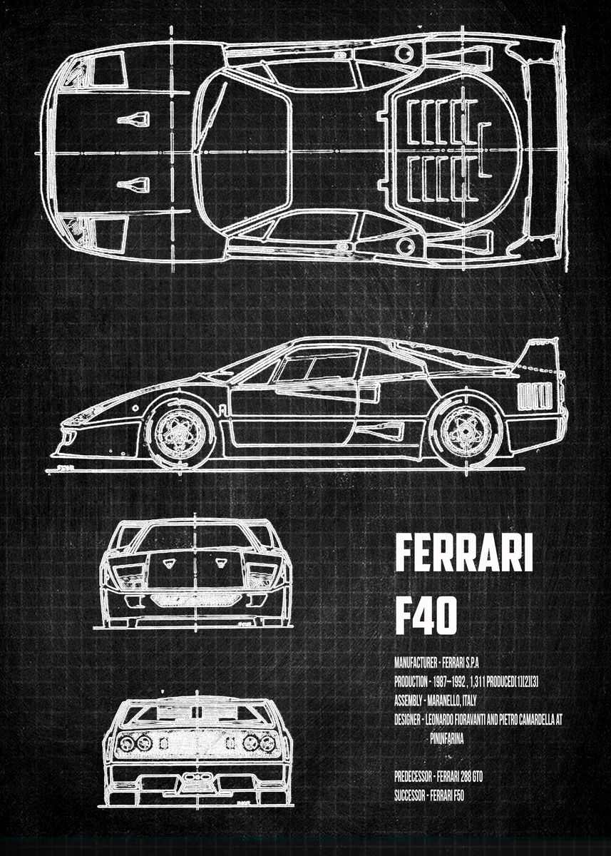 'Ferrari F40' Poster by ZART DESIGN | Displate