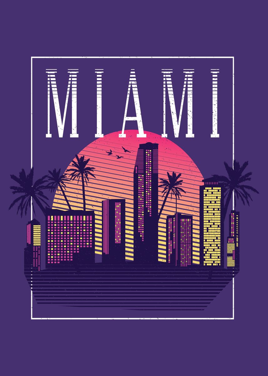 'RETRO STYLE MIAMI' Poster, picture, metal print, paint by Tim Hinz ...