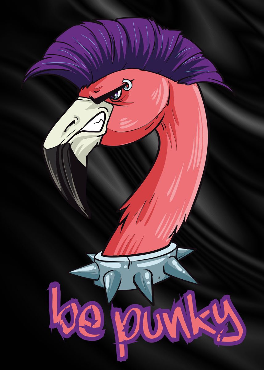 'Punk Flamingo cool' Poster, picture, metal print, paint by Brummkatze ...