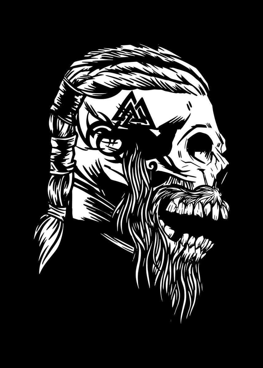 'Viking Skull Walhalla' Poster, picture, metal print, paint by ...
