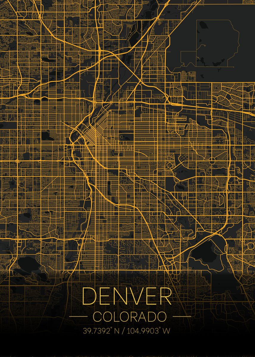 'Denver Colorado Citymap' Poster, picture, metal print, paint by Mr ...