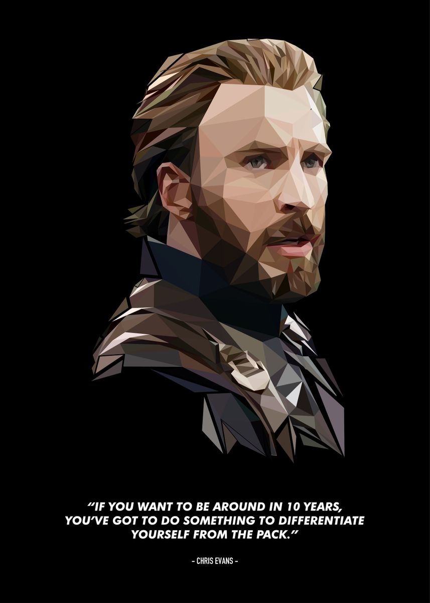 'Chris Evan' Poster, picture, metal print, paint by Lowpoly Posters ...