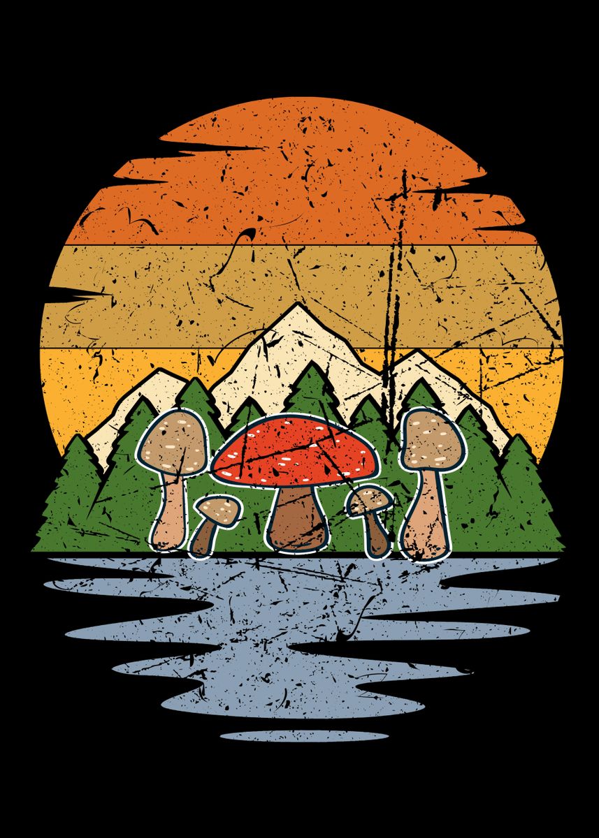 'Mushroom Picking' Poster, picture, metal print, paint by Shiva121 ...