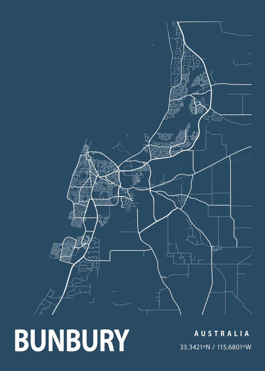 'Bunbury Australia City' Poster, picture, metal print, paint by Artbe ...