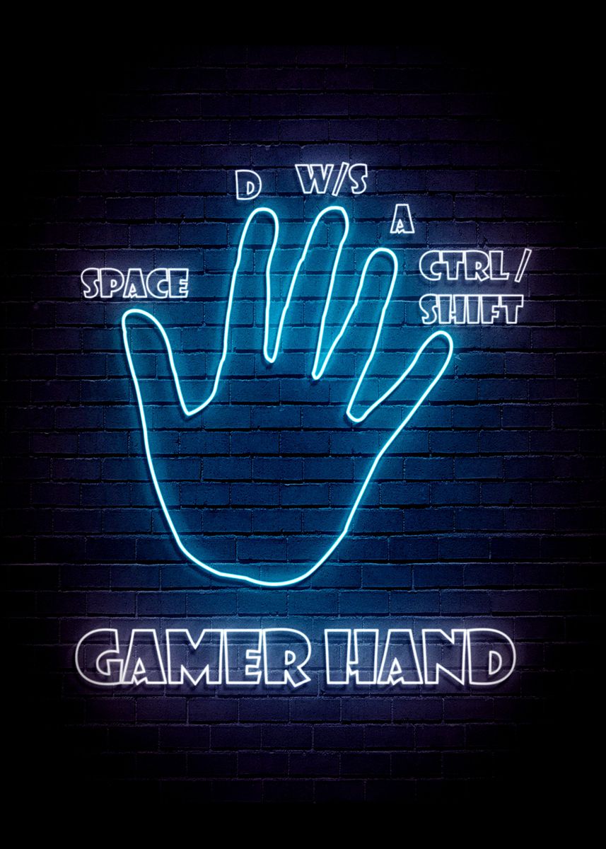 'Gamer Hand' Poster, picture, metal print, paint by Black Iris | Displate