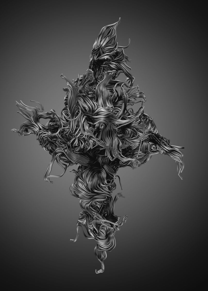 'Chaotic Lines Art 38 BW' Poster by Chaotic Lines | Displate