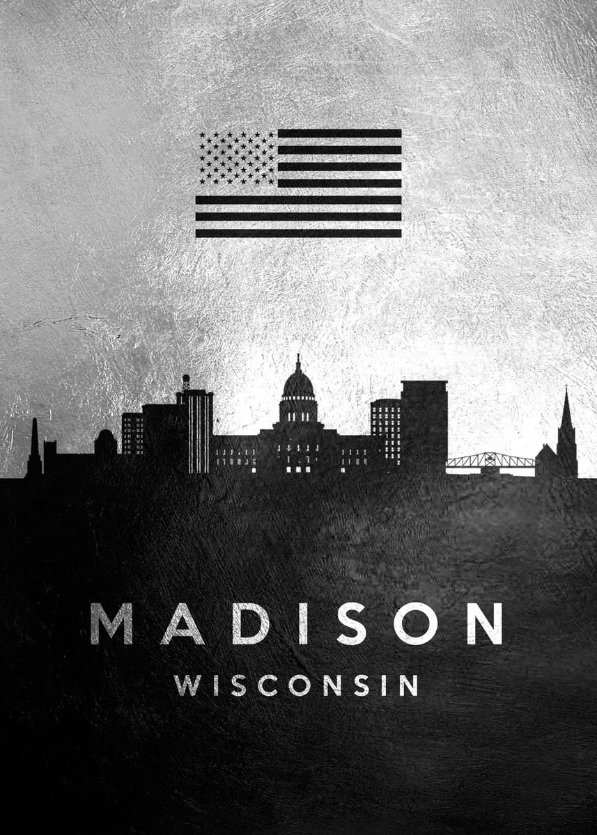 'Madison Wisconsin Skyline' Poster, picture, metal print, paint by ...