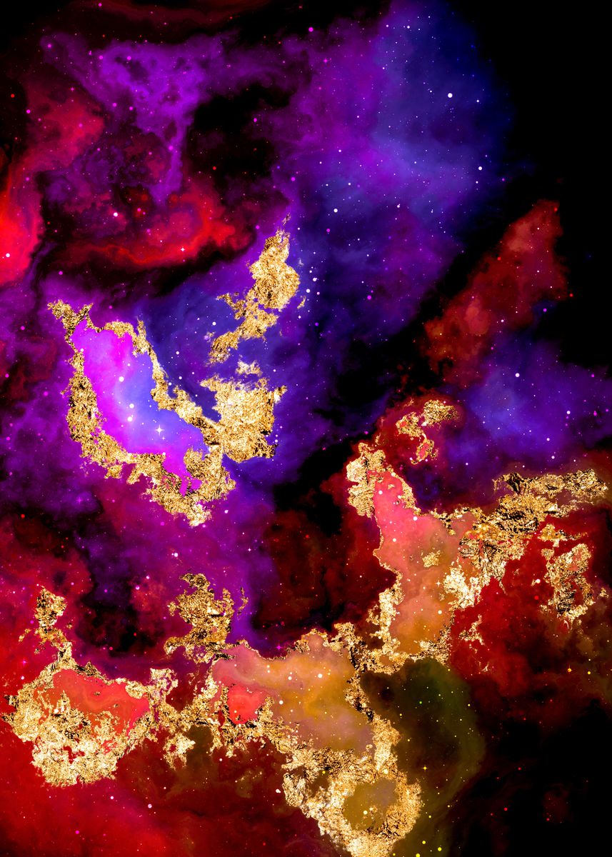 '100 Starry Nebula in Space' Poster, picture, metal print, paint by ...