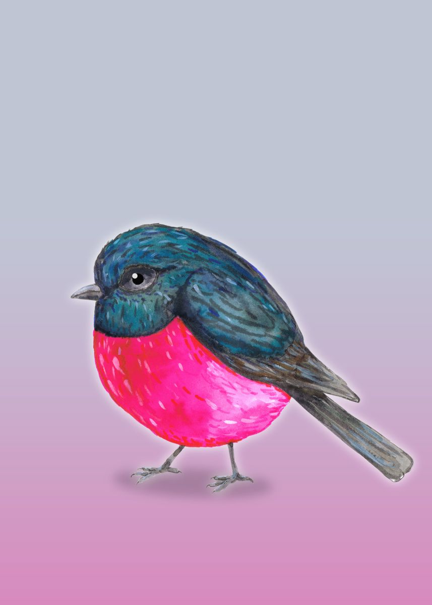 'Pink robin' Poster by Bianca Wisseloo | Displate